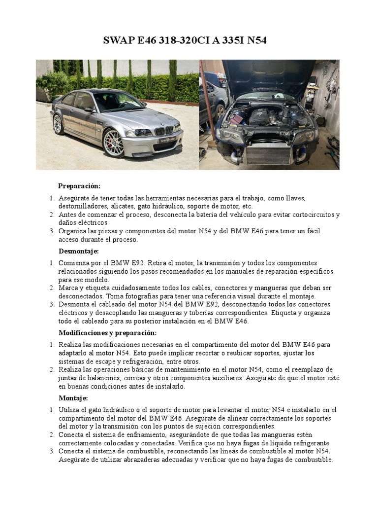 Swap E46 n54 | PDF | Conector eléctrico | Motores