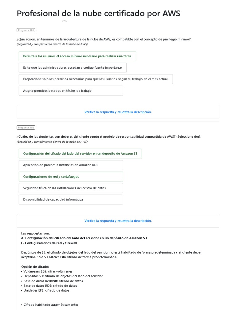 Examen de AWS Certified Cloud Practitioner - PAG8 | PDF | Computación ...