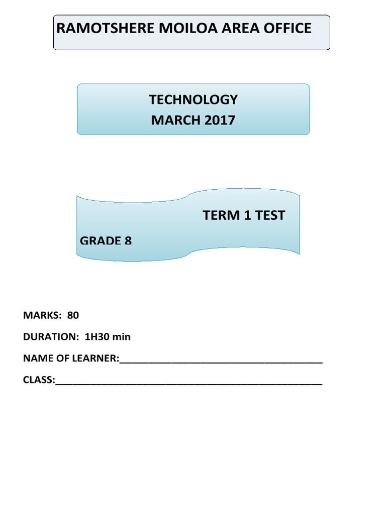 Technology Grade 8 2017 March Test 1 | PDF | Gear | Building Engineering