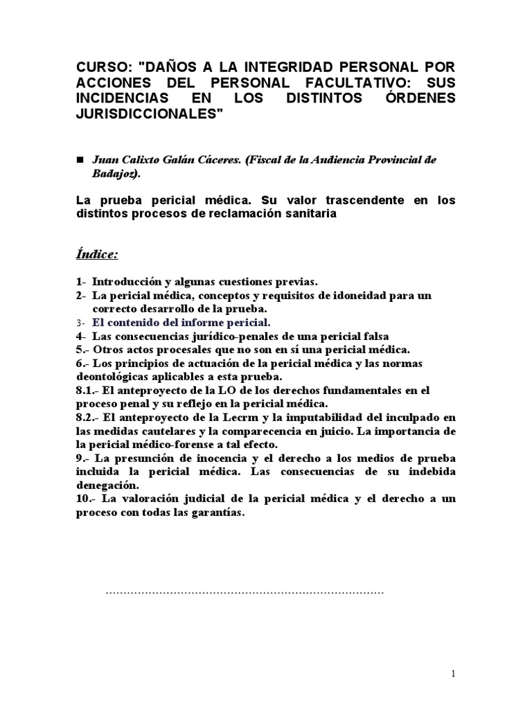 Prueba Pericial Médica en Procesos Legales | PDF | Testigo experto ...