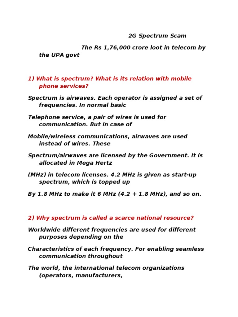 2G Spectrum Scam Analysis and Impact | PDF