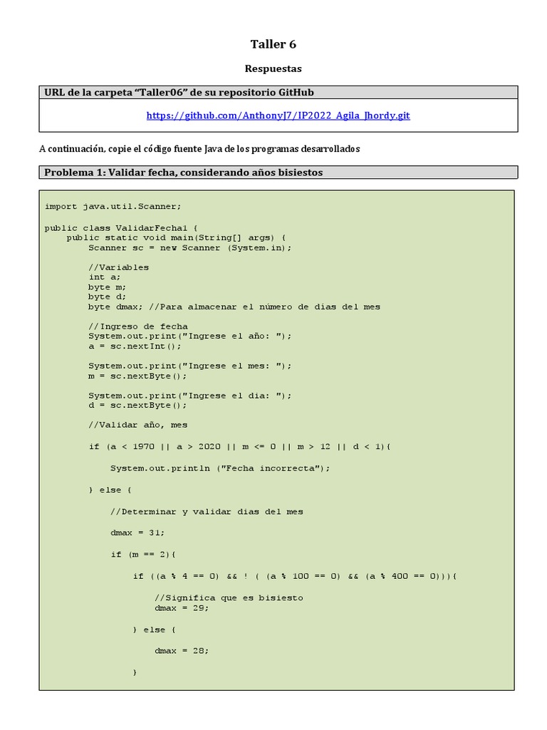 Taller06 Respuestas Jhordy | PDF | Java (lenguaje de programación) | Ingeniería de software