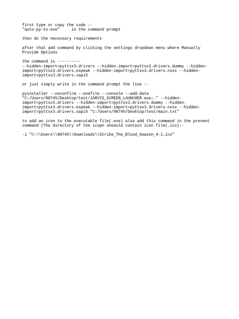 PyInstaller Commands for Executable Creation | PDF