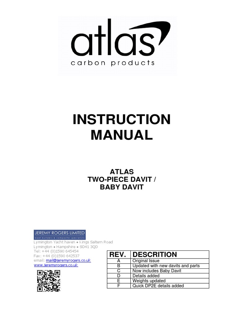FB602 - Atlas Davit Standard & Baby Davit Instruction Manual - Rev F ...