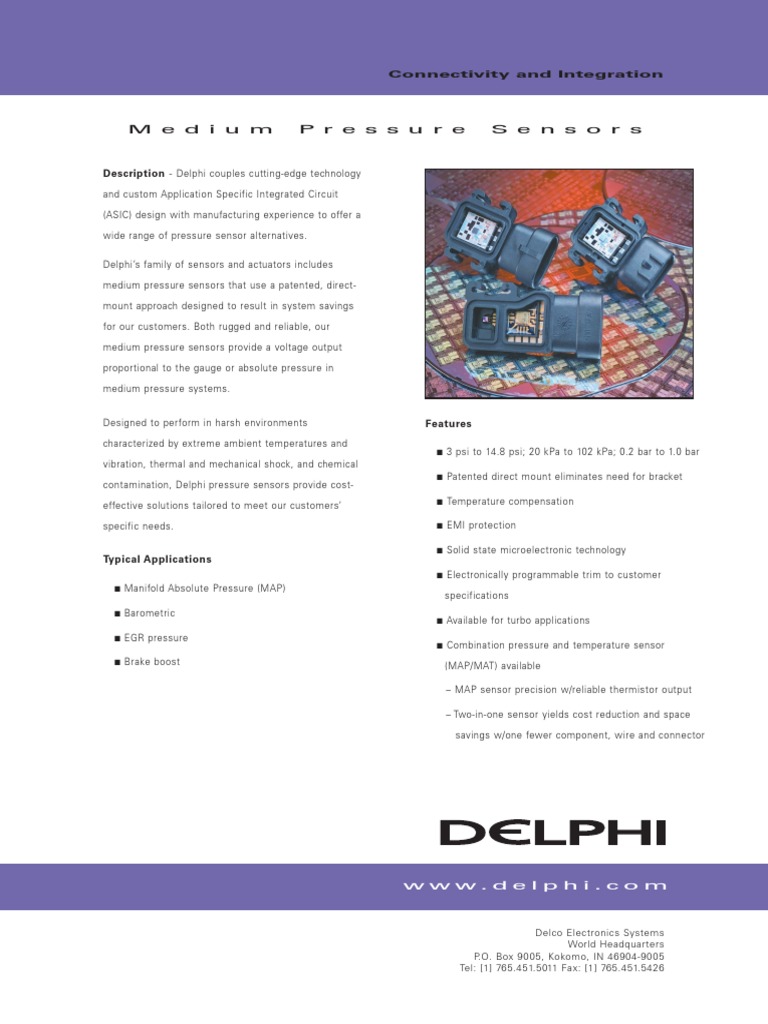 Medium Pressure Sensors | PDF | Pressure Measurement | Sensor