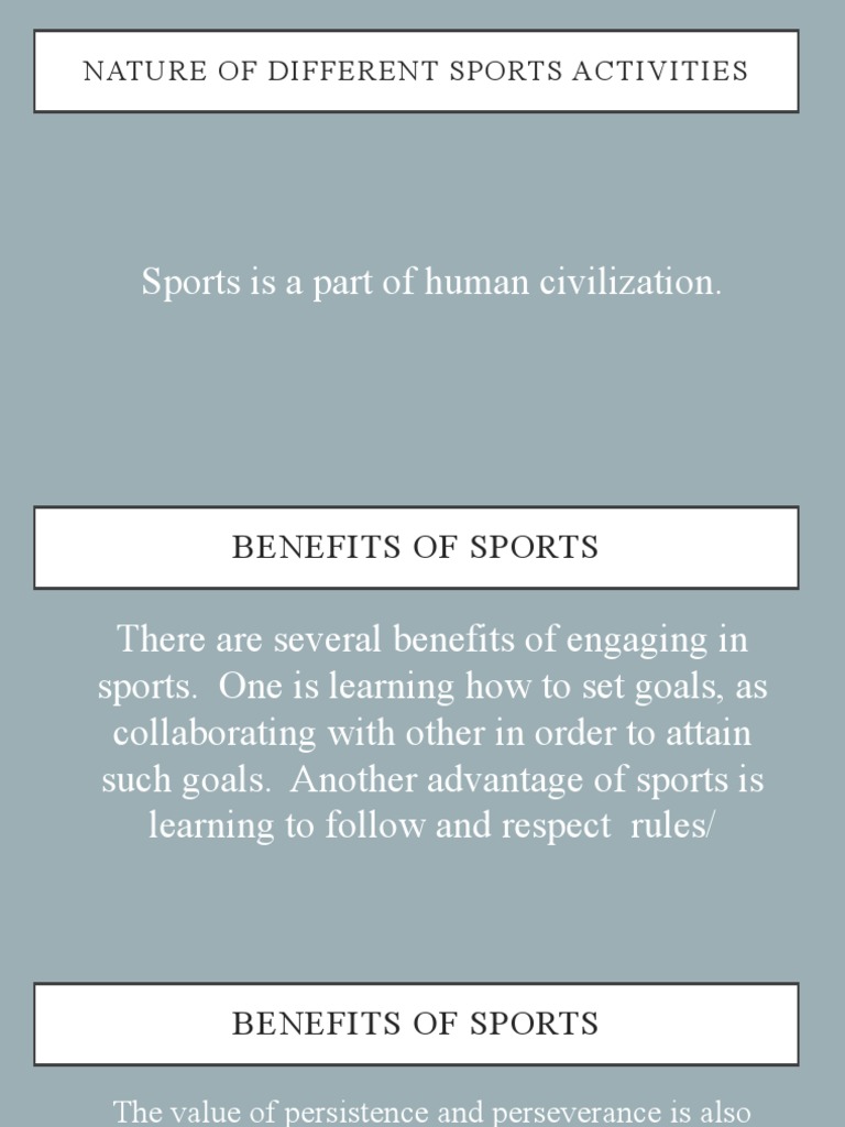 Nature and Benefits of Sports Activities | PDF | Career & Growth ...