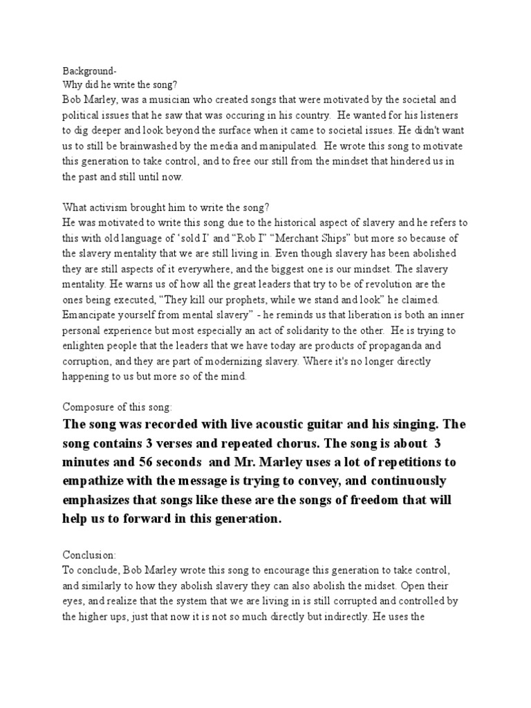 Analysis - Bob Marley | PDF