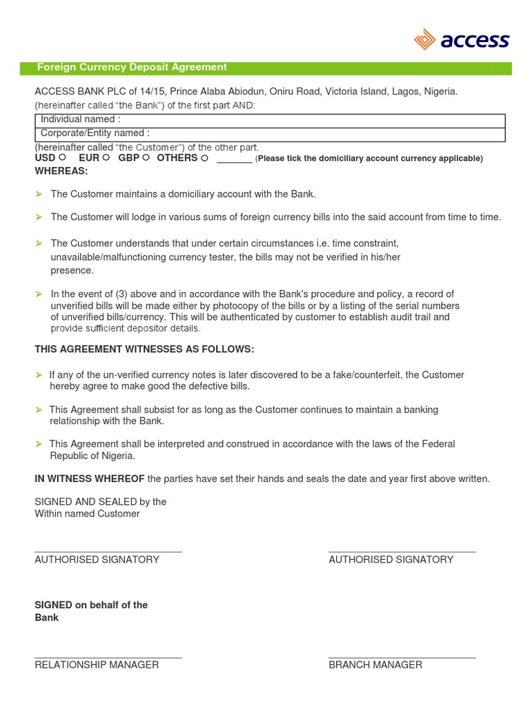 New Dollar Acceptance Agreement | PDF