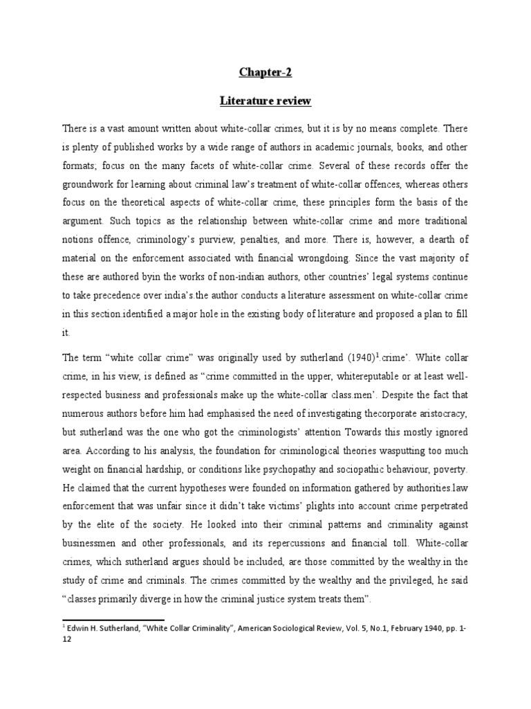 CHAPTER-2 Literature Review WCC | PDF | Crimes | Crime & Violence