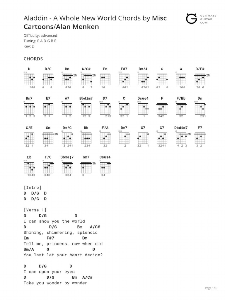 Aladdin - A Whole New World Chords | PDF