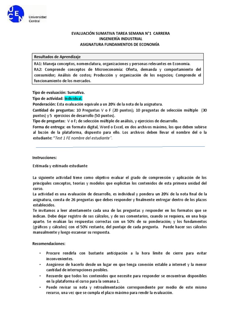 S1 - Tarea Sumativa Versión 2. | PDF | Oferta y demanda | Precios