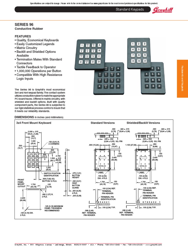 Keypad Datasheet | PDF | Antenna (Radio) | Computer Keyboard