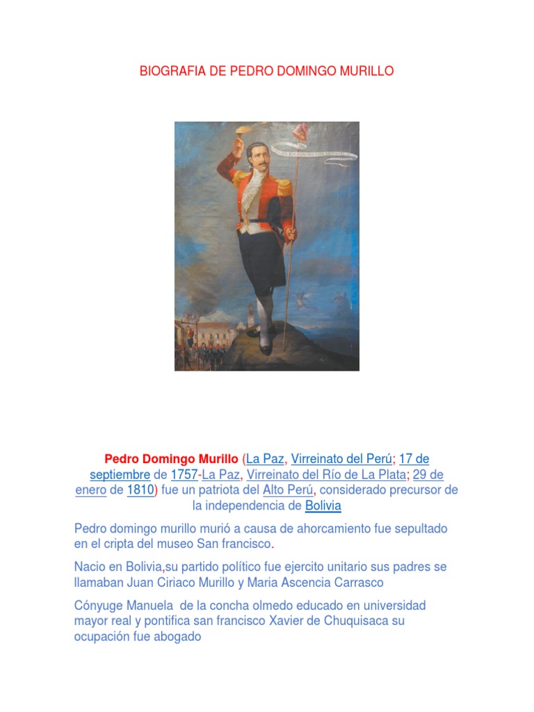 BIOGRAFIA DE PEDRO DOMINGO MURILLO y TUPAC AMARU | PDF