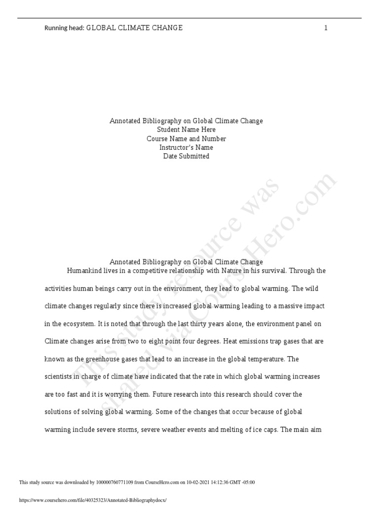 Annotated Bibliography | PDF | Climate Change | Climate