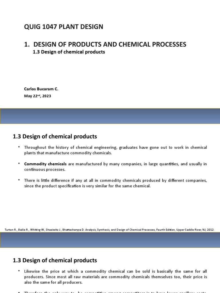 Plant Design - 1.3 Design of Chemical Products | PDF | Chemical ...