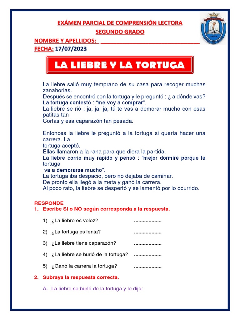 Carrera de la Liebre y la Tortuga: Lección de Perseverancia | PDF
