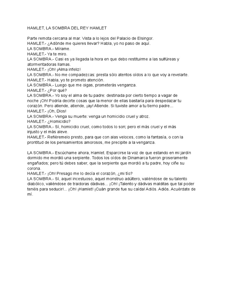 Escena Hamlet Adaptada - para 2 | PDF