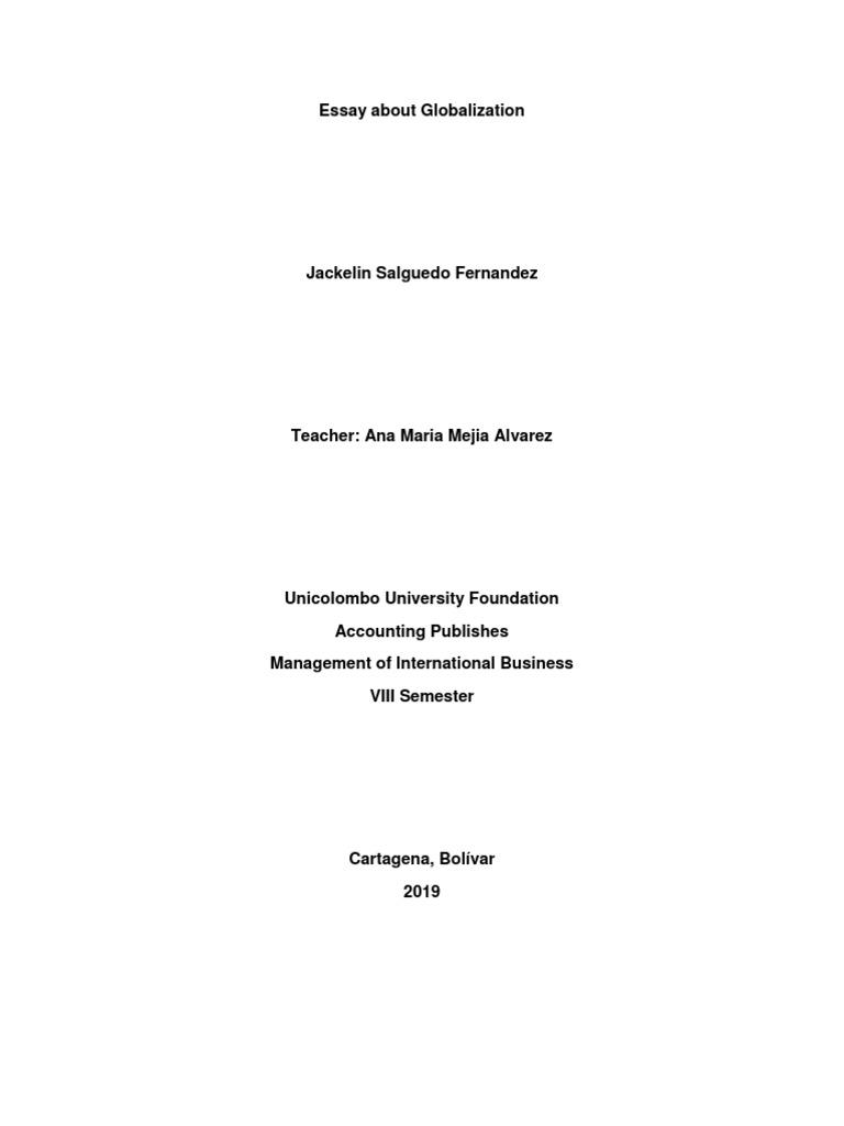 Essay About Globalization | PDF | Globalization | Poverty