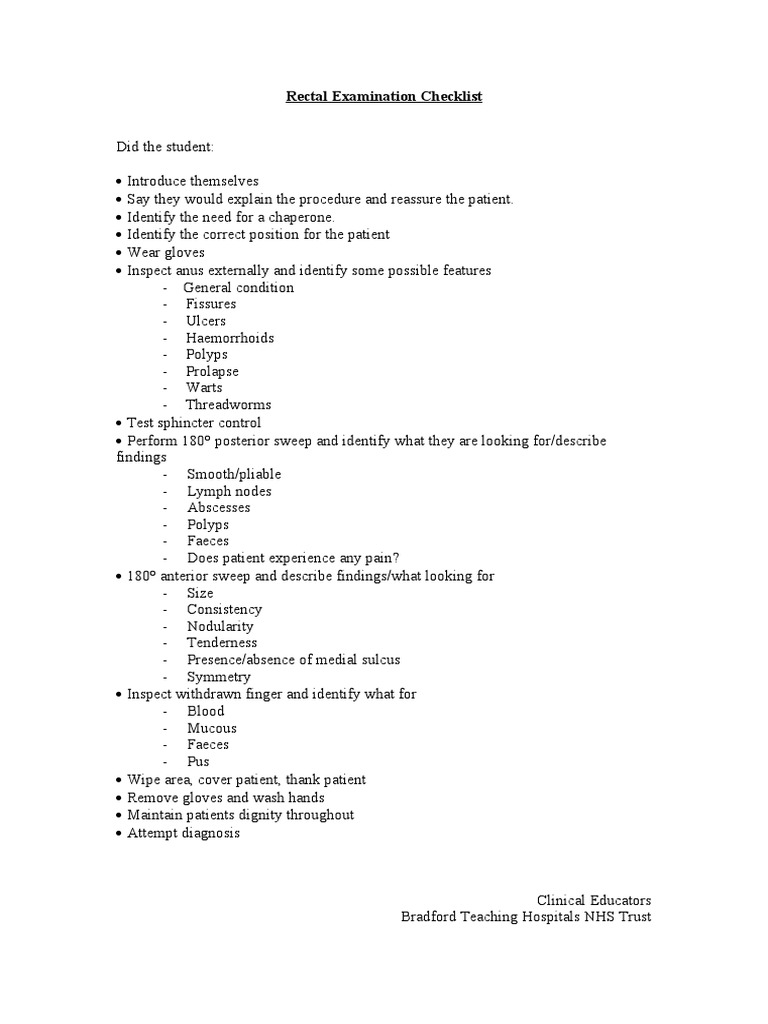 Rectal Exam | PDF