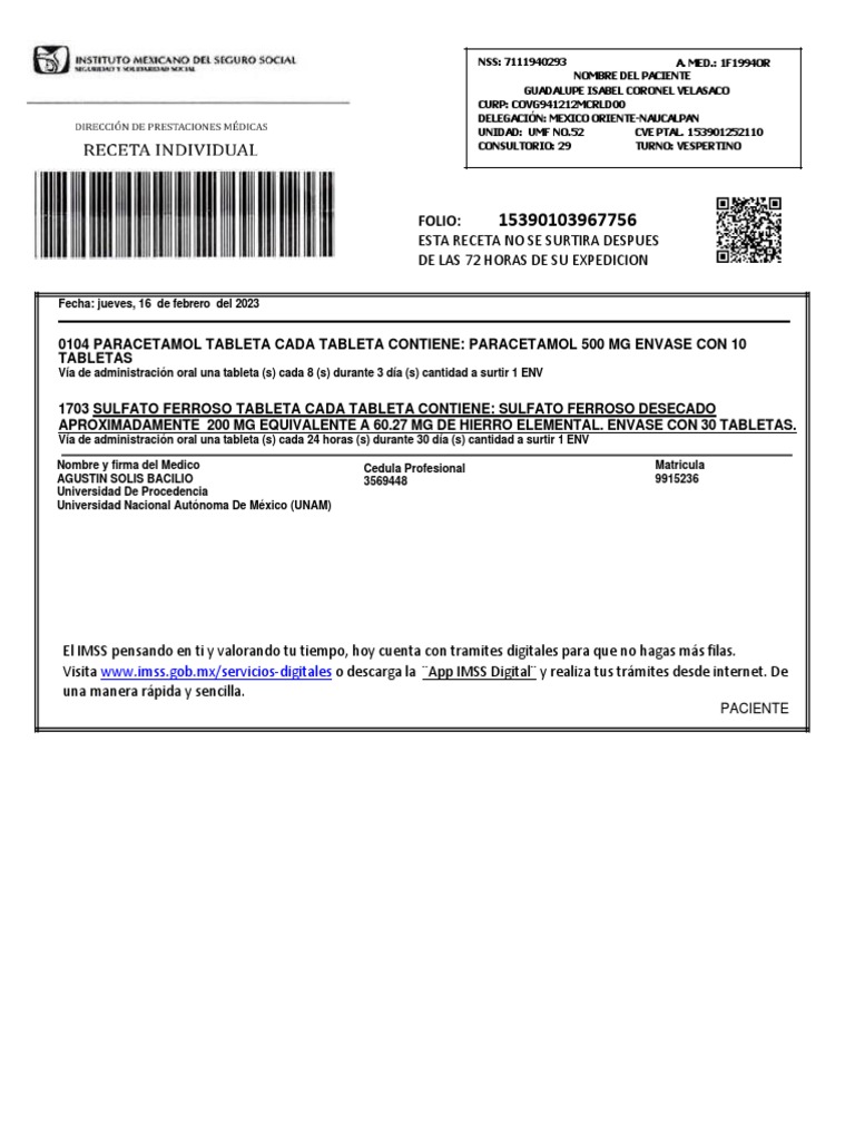 Receta Del Imss | PDF
