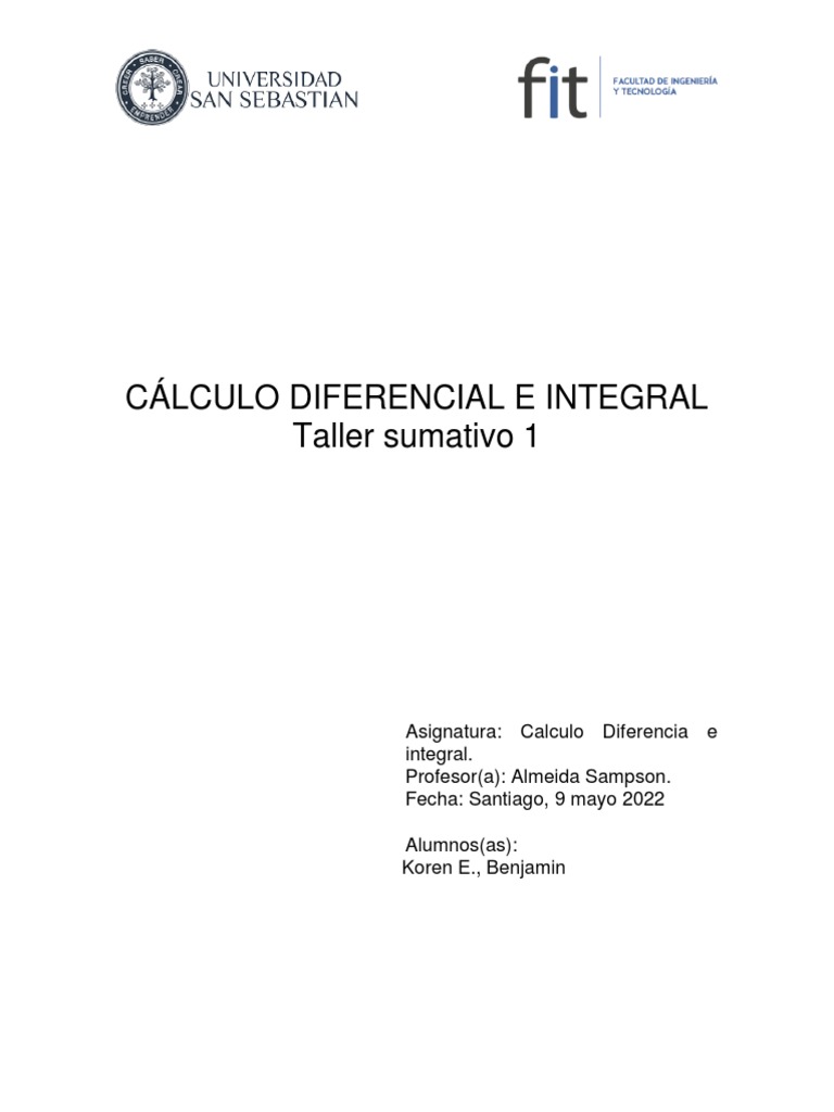 Sumativa 1 Cálculo Diferencial e Integral | PDF
