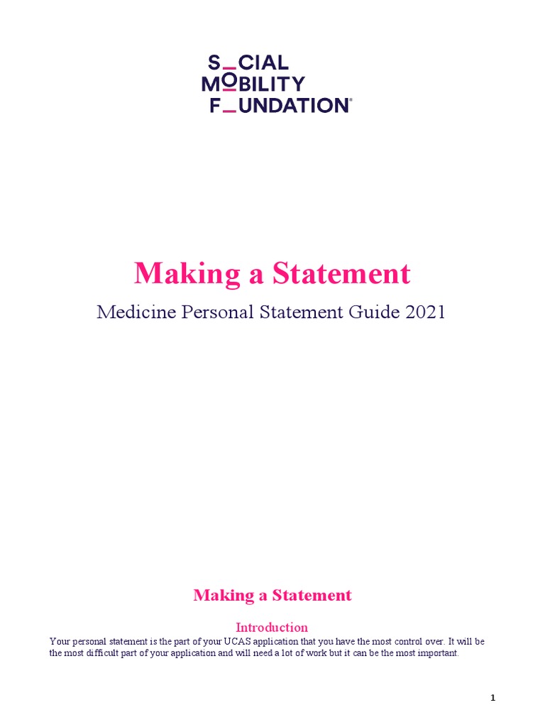 Medicine Personal Statement Guide 2021 | PDF