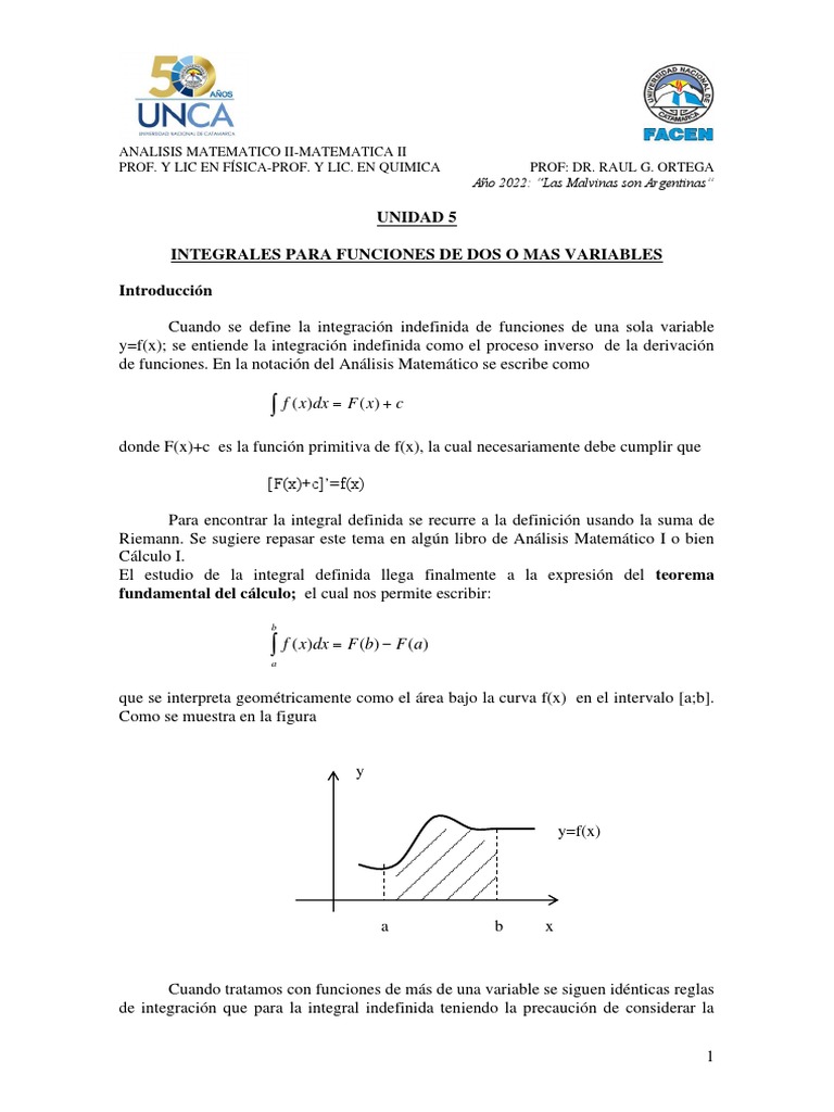 Unidad 5 Integrales para Funciones de 2 o Mas Variables | PDF ...