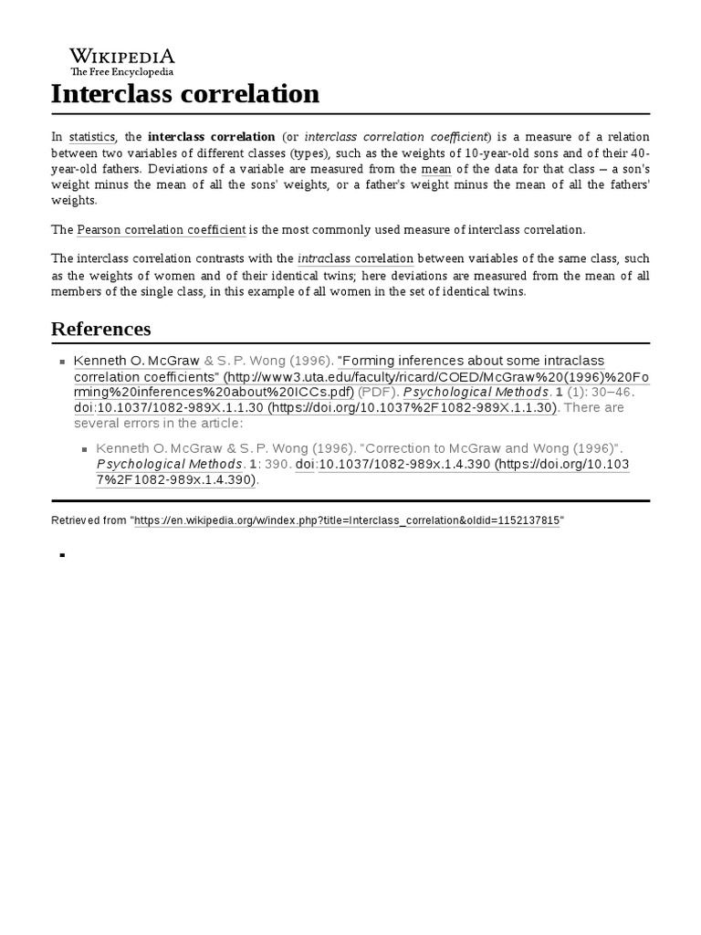 Interclass Correlation | PDF