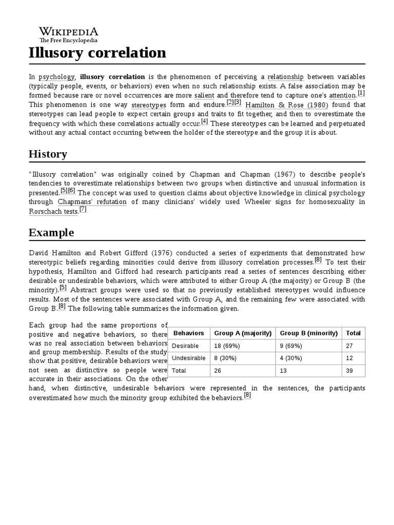 Illusory Correlation Pdf Intelligence Psychological Attitude 