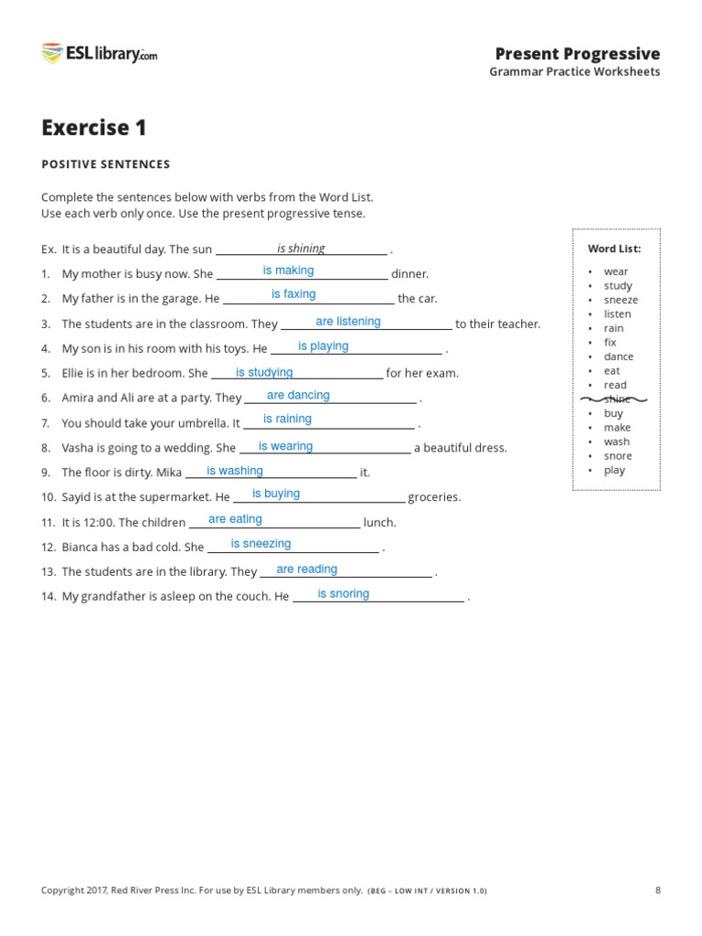 Viveros - Present Progressive | PDF | Linguistics | Grammar