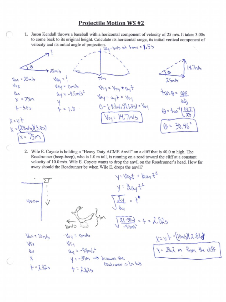 Projectile Motion 2 Key | PDF