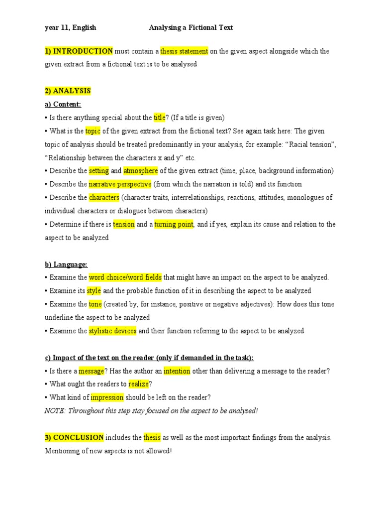 Analysing A Fictional Text | PDF