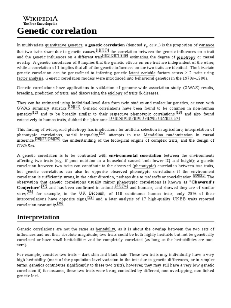 Genetic Correlation Pdf Genetics Applied Statistics