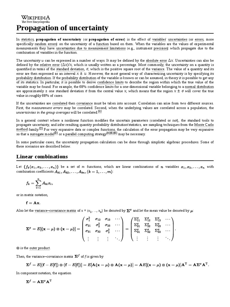 Propagation of Uncertainty | PDF | Variance | Applied Mathematics