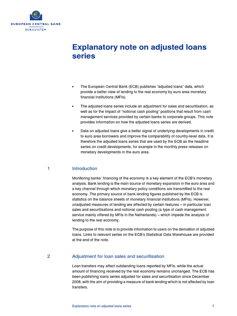 Explanatory Note On Adjusted Loans Series | PDF | Microfinance ...