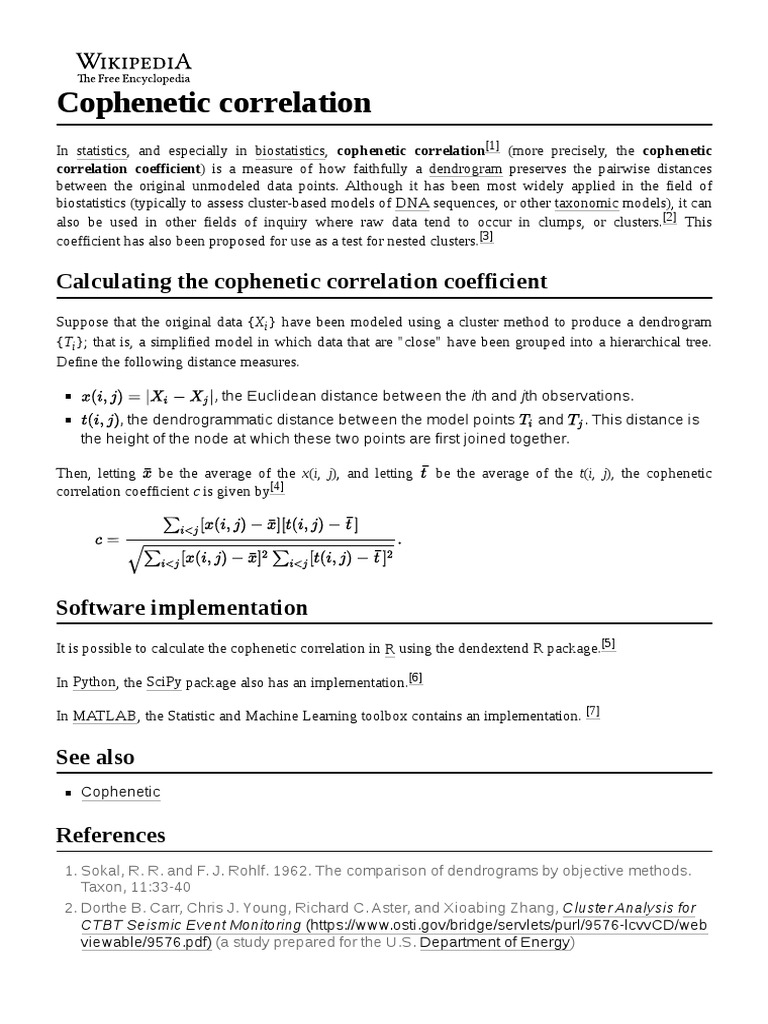 Cophenetic Correlation | PDF | Statistics | Applied Mathematics