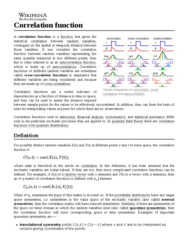 Correlation Function Pdf Mathematics Applied Mathematics