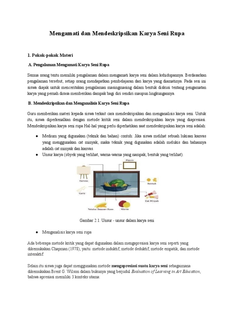 Mengamati Dan Mendeskripsikan Karya Seni Rupa | PDF