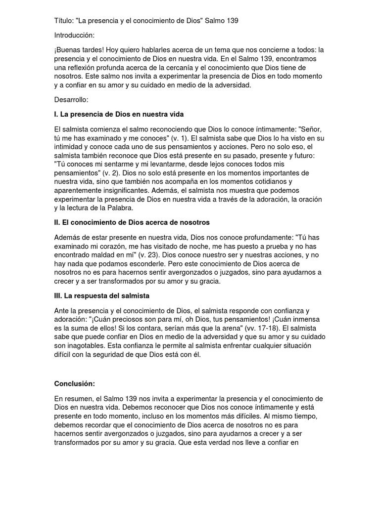 Salmos 139 | PDF | Salmos | Dios