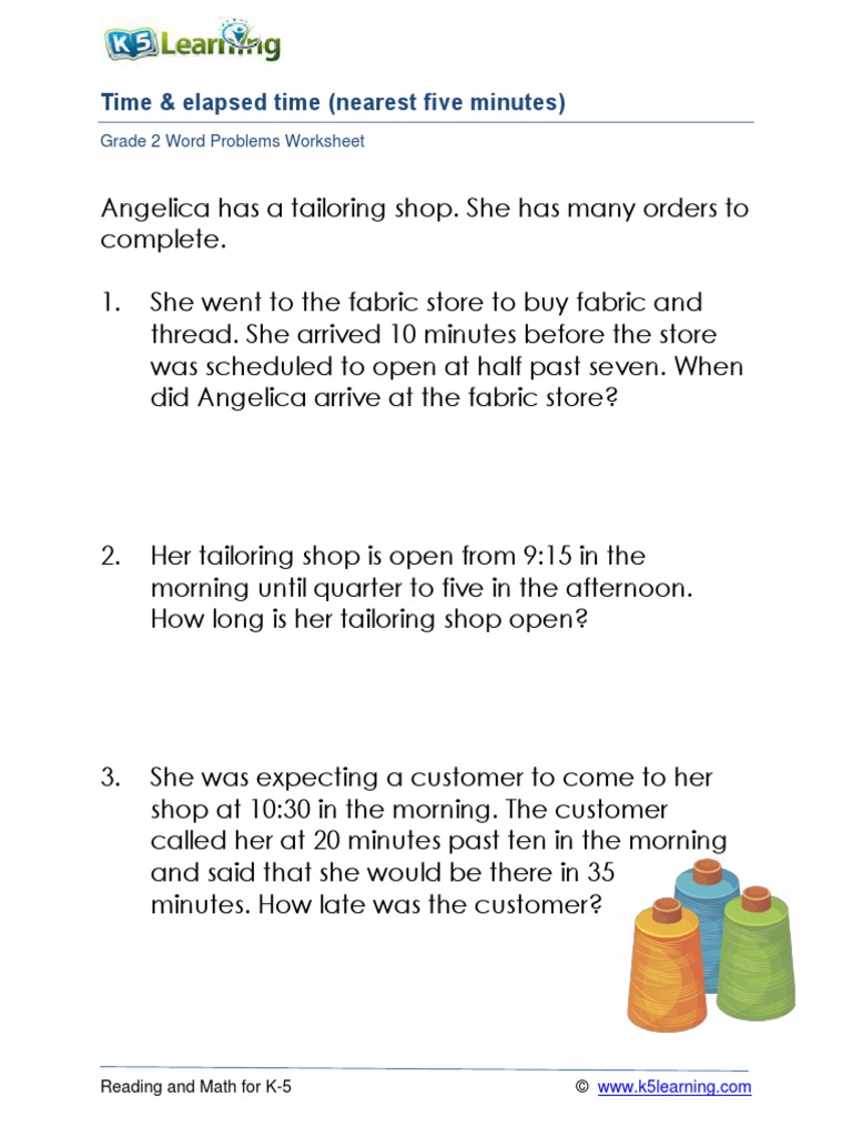 Grade 2 Elapsed Time Word Problems D | PDF