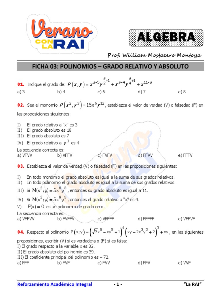 Ficha 3 Polinomios I | PDF | Álgebra | Algoritmos