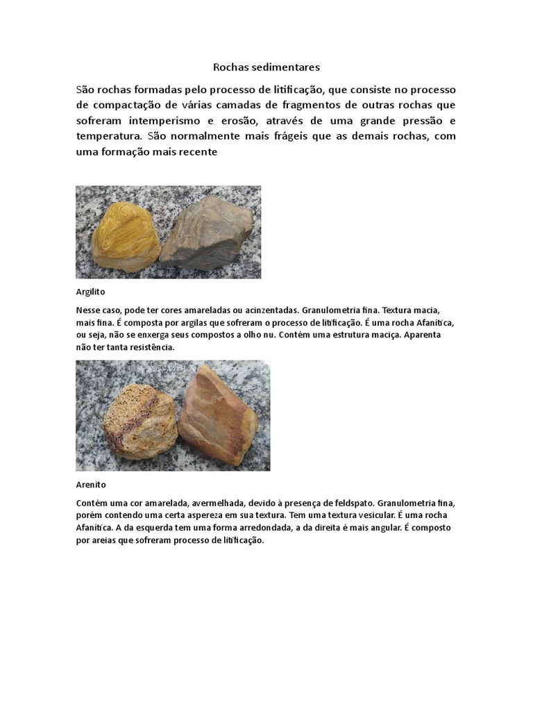 Tipos de Rochas: Sedimentares, Ígneas e Metamórficas | PDF | Rocha ígnea | Rochas (Geologia)