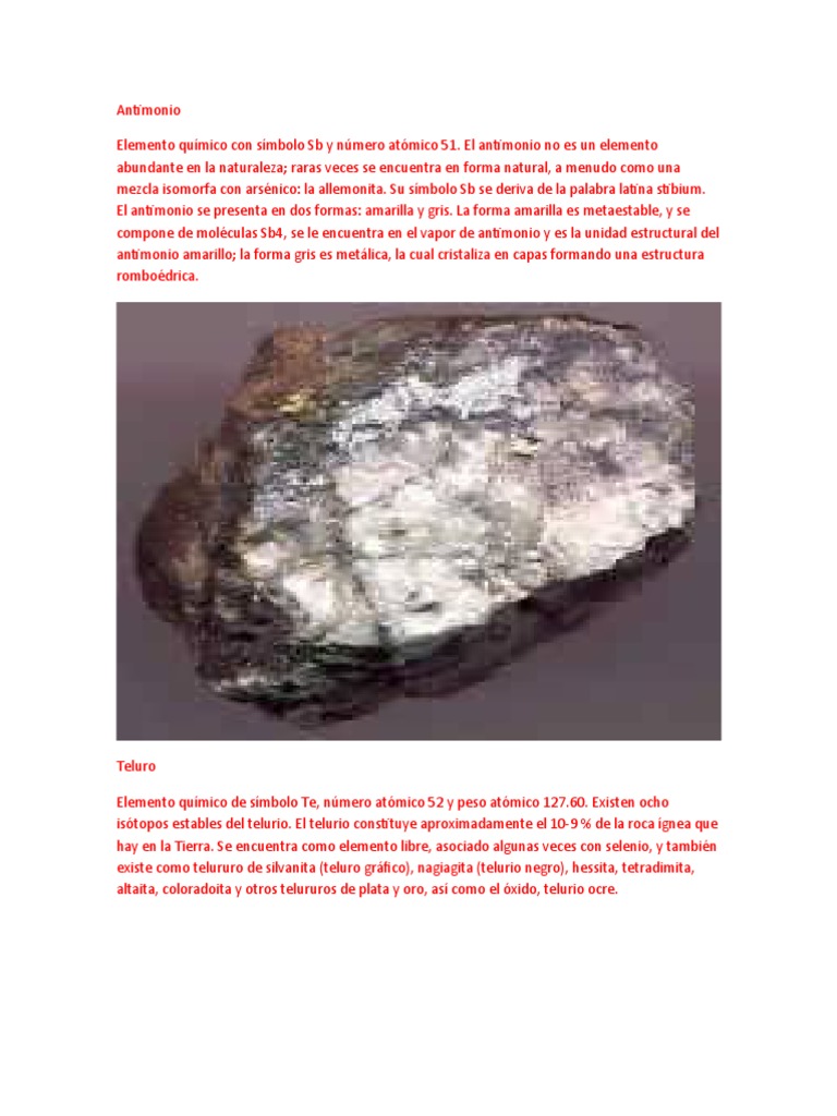 Antimonio | PDF | Elementos químicos | Tabla periódica