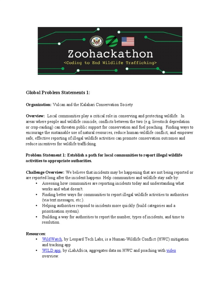 zoohackathon_problem_statements | PDF | Supply Chain | Species