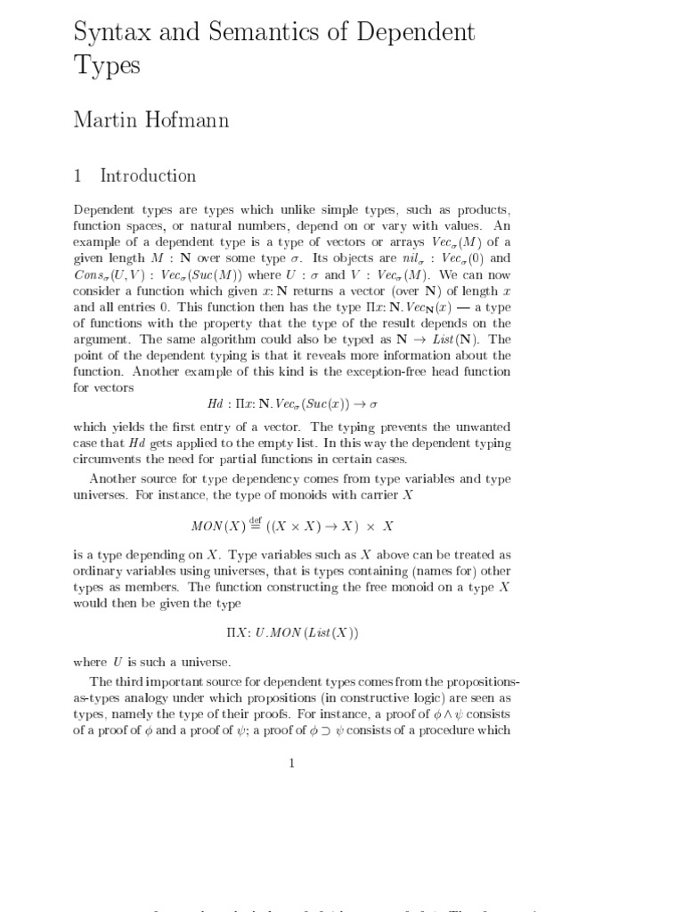 Syn and Sem of Dep Types | PDF | Category Theory | Interpretation (Logic)
