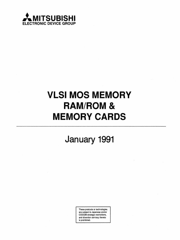 Mitsubishi VLSI MOS Memory RAM ROM and Memory Cards Jan91 | PDF | Read ...