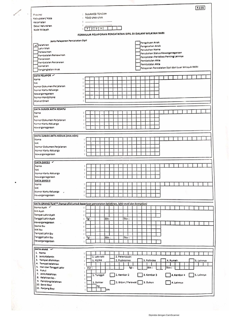 Formulir Akte Kelahiran Baru | PDF