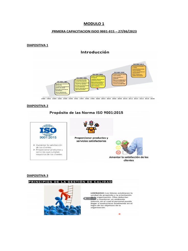 Capacitación ISO 9001: Módulo 1 y 2 | PDF | Calidad (comercial ...
