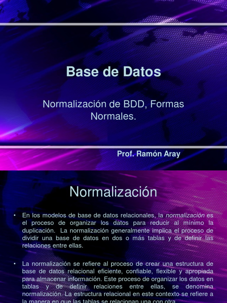 Base de Datos II Normalización | PDF | Bases de datos | Base de datos relacional