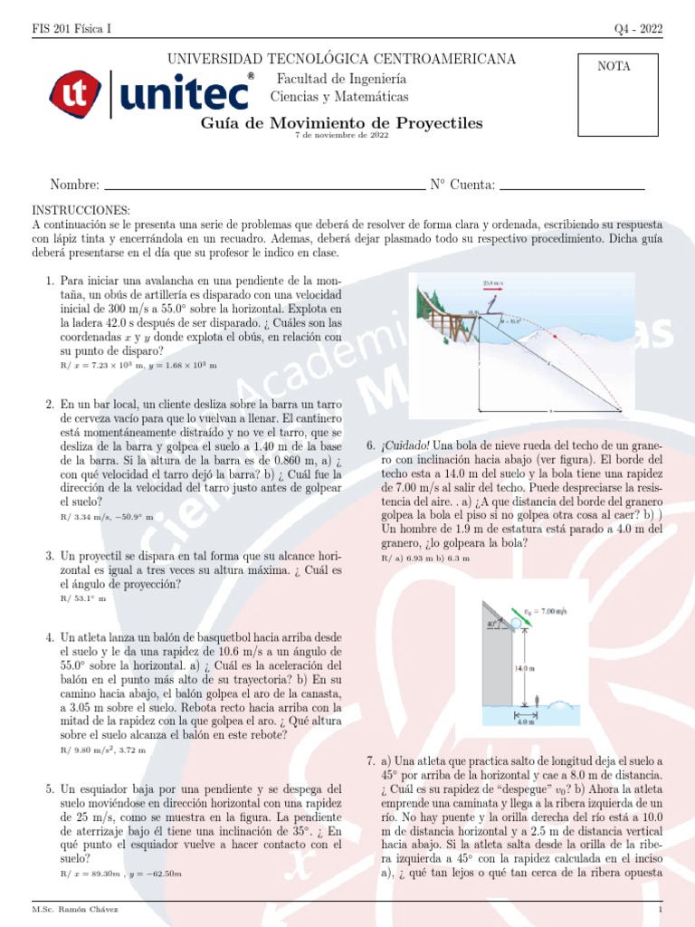 Guía de Movimiento de Proyectiles | PDF | Física Aplicada e ...